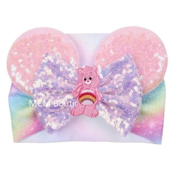 Boutique | Accessories | Care Bears Headband Pink Ears Bow Sequin Care ...